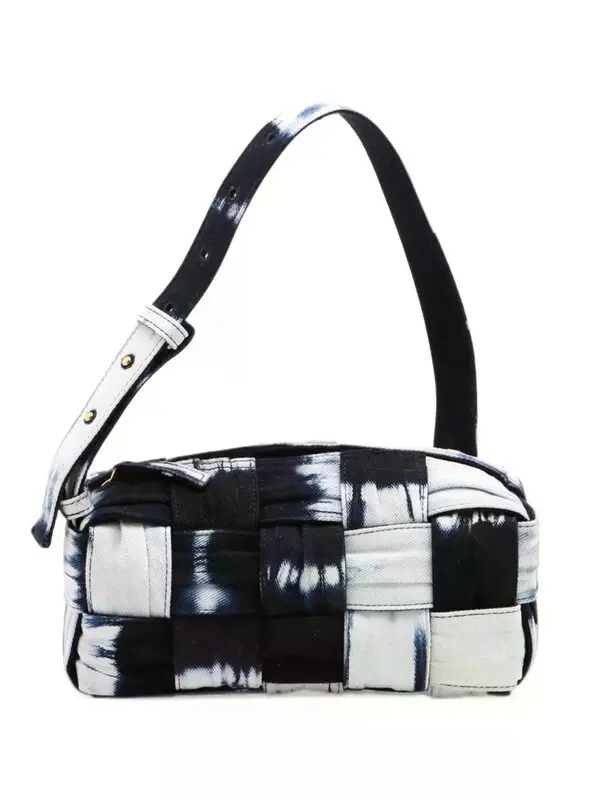 Bottega Veneta Denim Intrecciato Tie Dye Brick Cassette Shoulder Bag - White