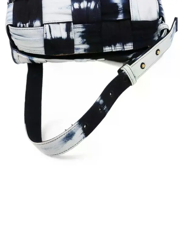 Bottega Veneta Denim Intrecciato Tie Dye Brick Cassette Shoulder Bag - White