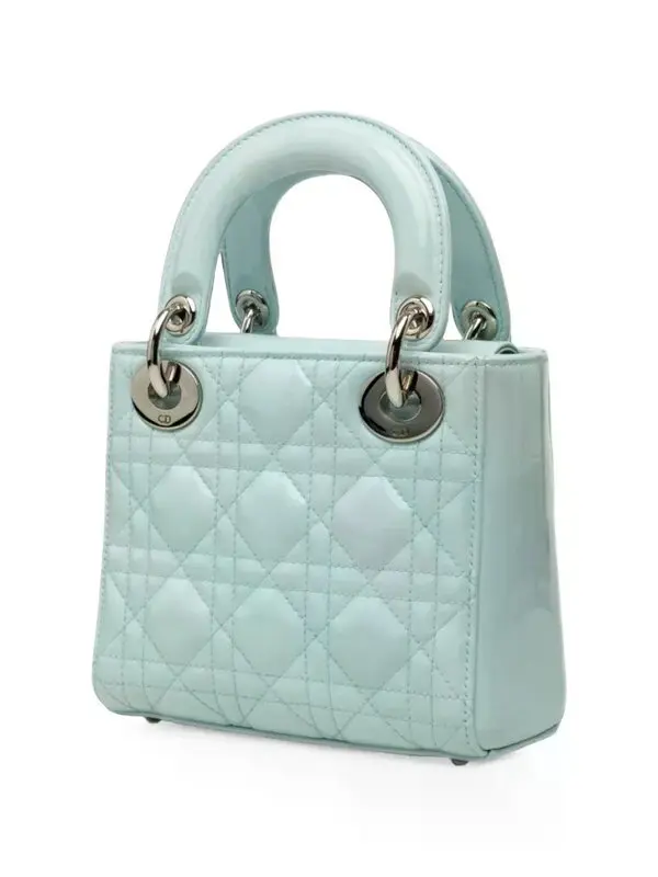 Dior 2014 Mini Patent Cannage Lady Satchel - Blue