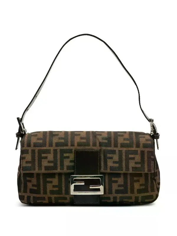 Fendi 2000-2010 Zucca Canvas Baguette Shoulder Bag - Brown