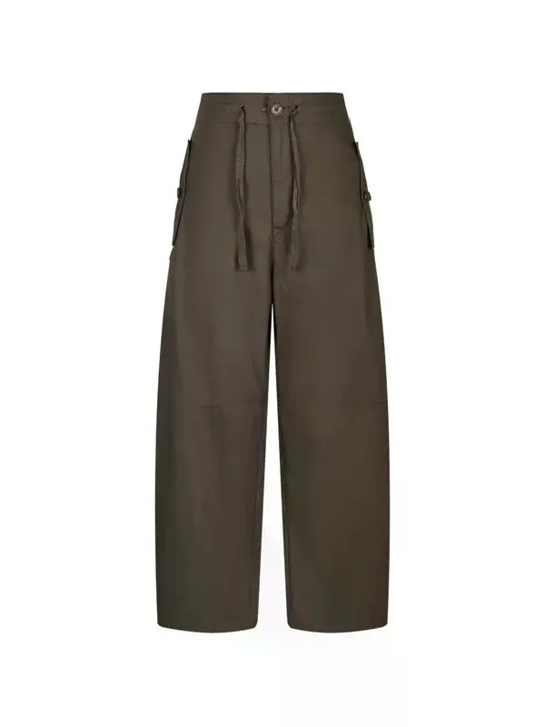 LESS Cotton Barrel-leg Pants - Brown