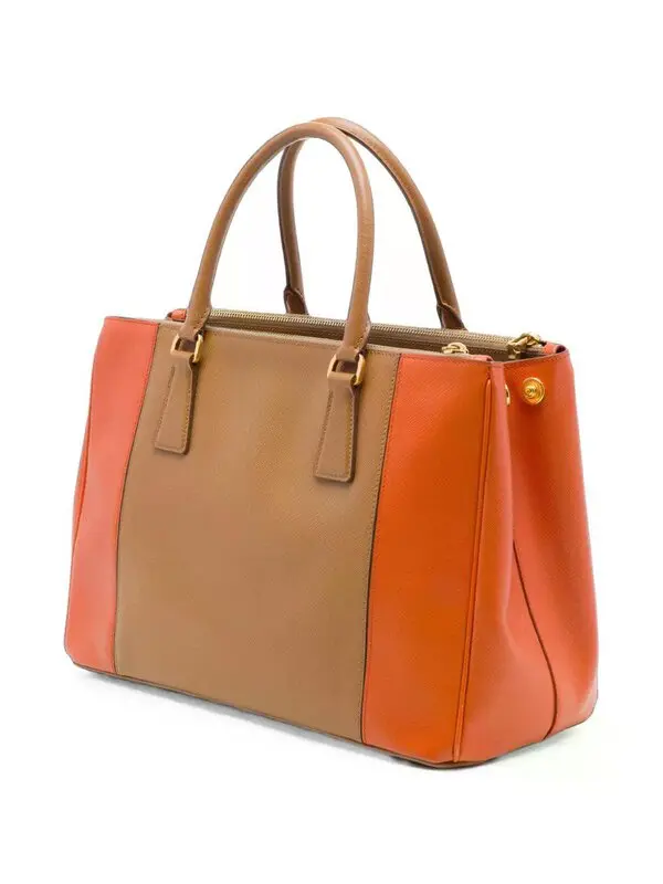 Prada 2010-2026 Medium Bicolor Saffiano Lux Galleria Double Zip Satchel