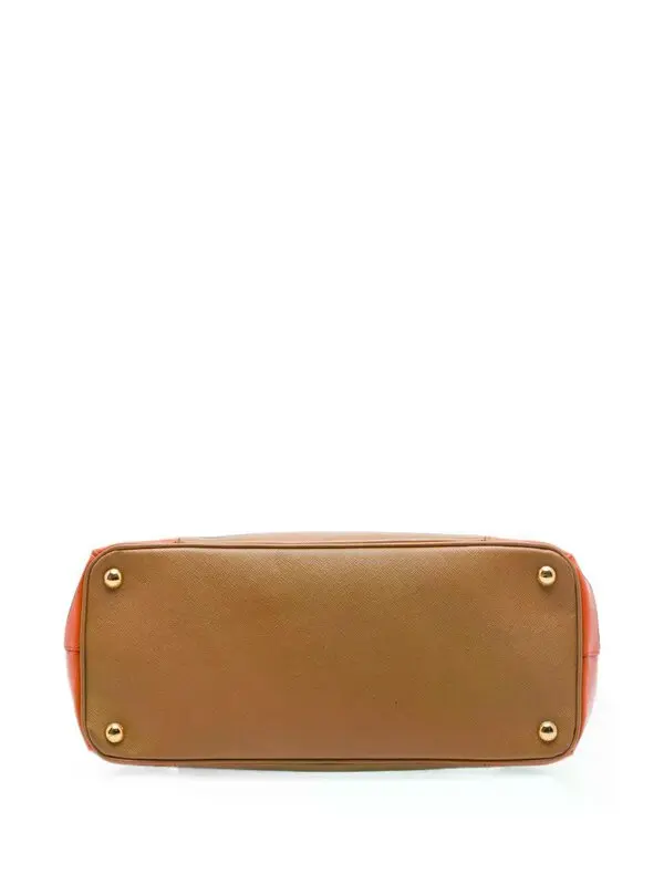 Prada 2010-2026 Medium Bicolor Saffiano Lux Galleria Double Zip Satchel
