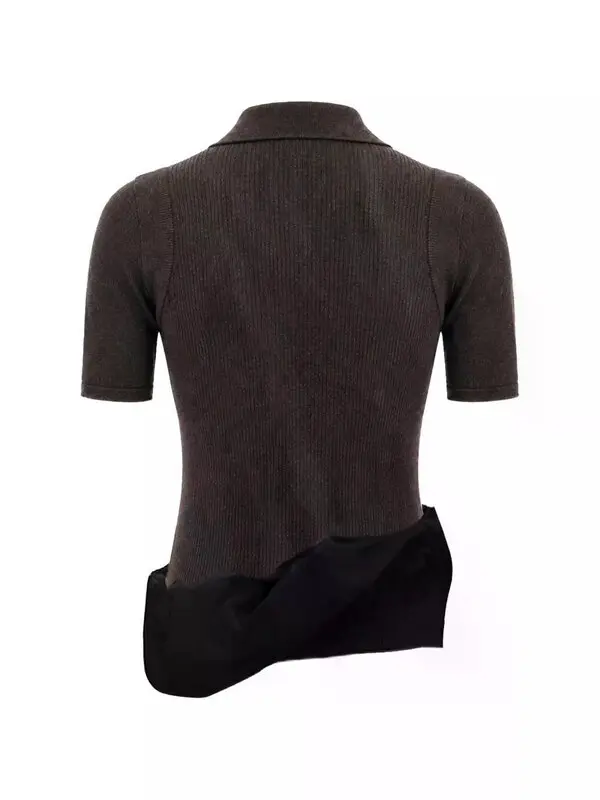 ALAINPAUL Ribbed-knit Short-sleeve Polo Shirt
