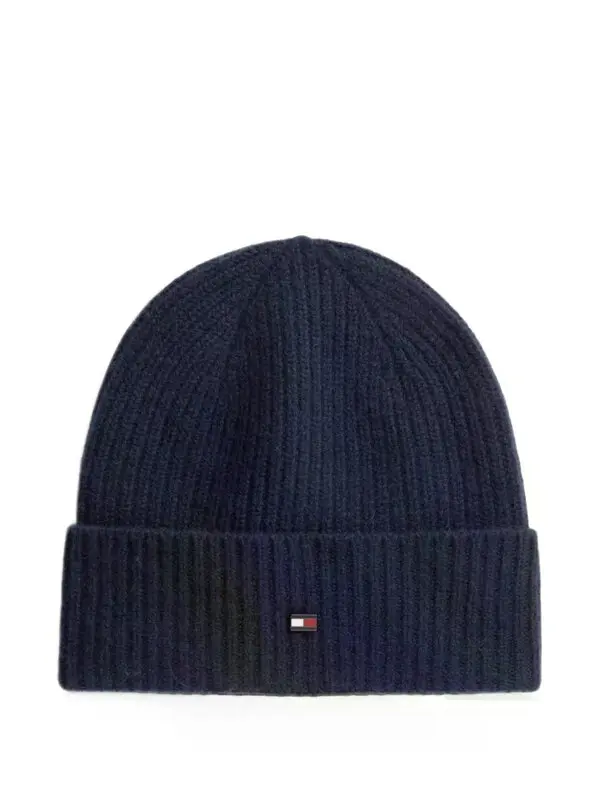 Tommy Hilfiger Ribbed-knit Logo-plaque Beanie Hat