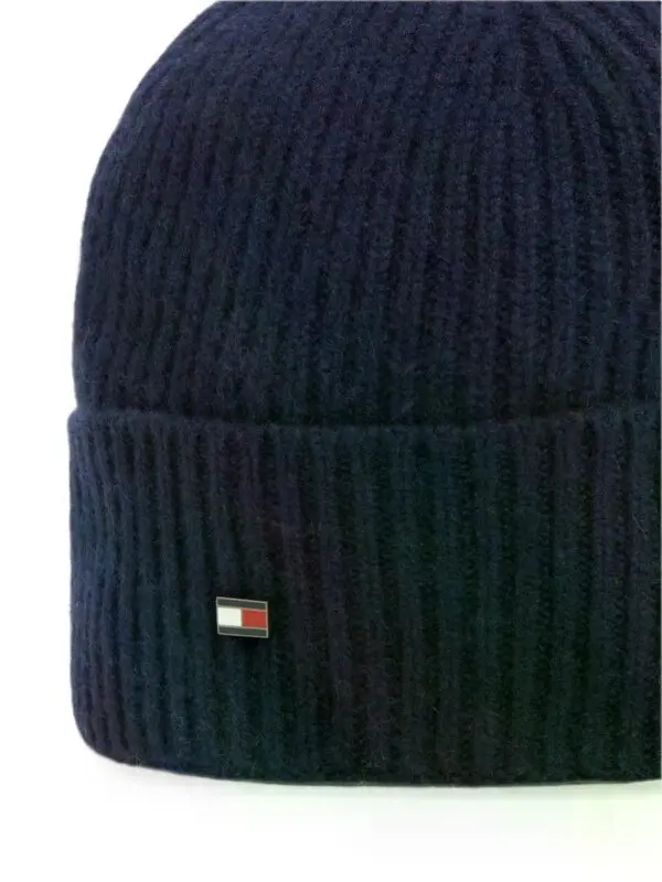 Tommy Hilfiger Ribbed-knit Logo-plaque Beanie Hat