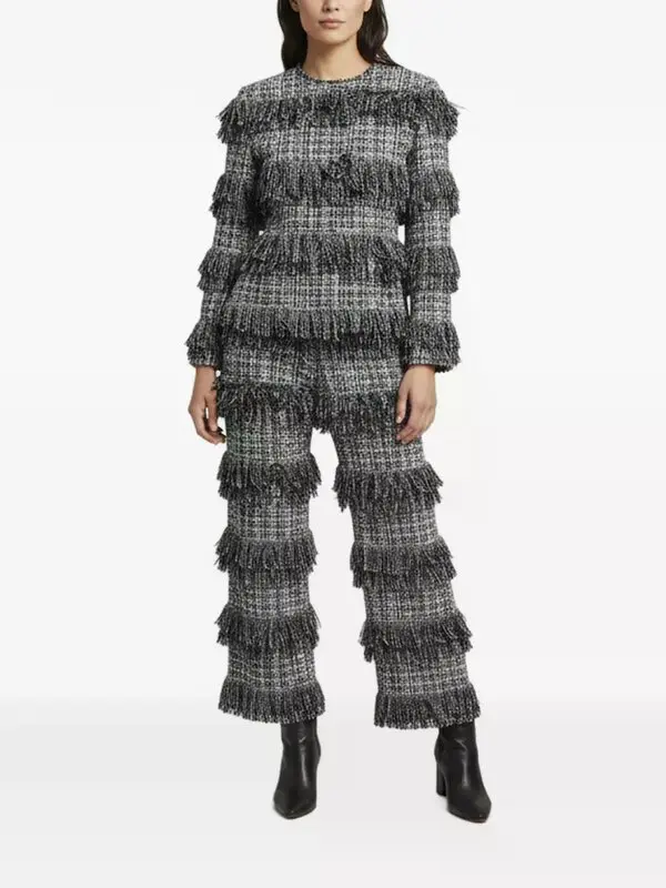 Sonia Rykiel Paris Fringed Tweed Suit - Black