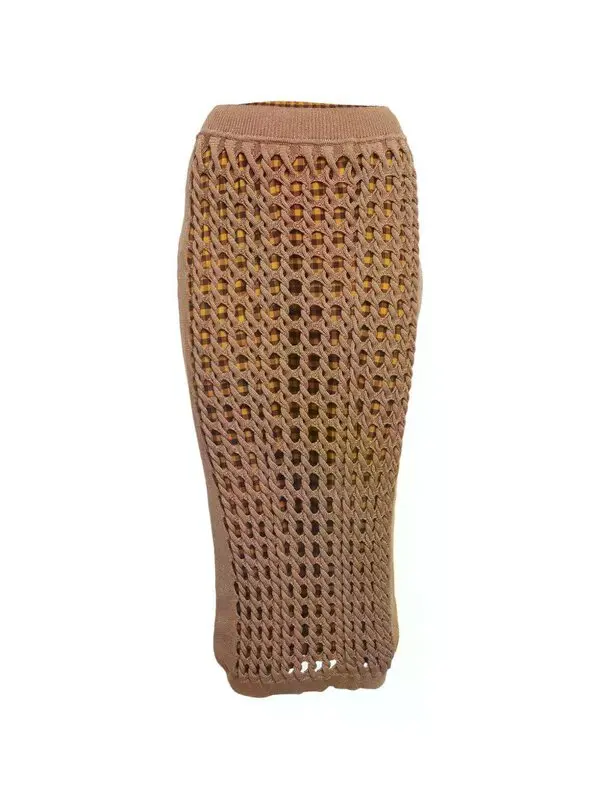 Fendi Openwork Aran-knit Midi Skirt