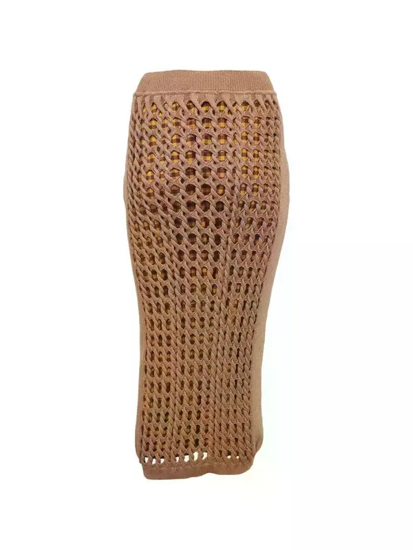 Fendi Openwork Aran-knit Midi Skirt