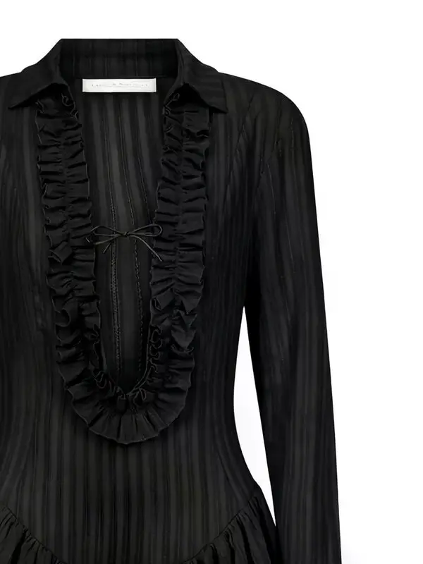 LUDOVIC DE SAINT SERNIN Ruffled Striped Mini Dress - Black