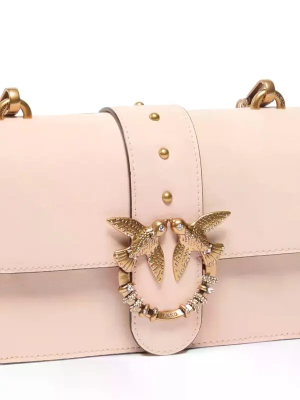 Pinko Love Birds Crystal-embellished Shoulder Bag - Pink