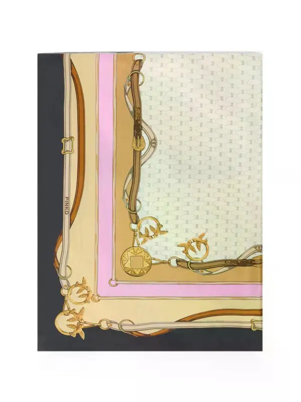 Pinko Love Birds Monogram-print Scarf - Neutrals