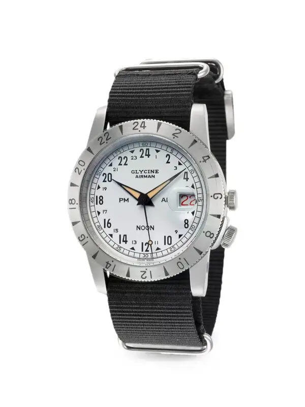 GLYCINE Airman Vintage Noon Purist 40mm Watch - White