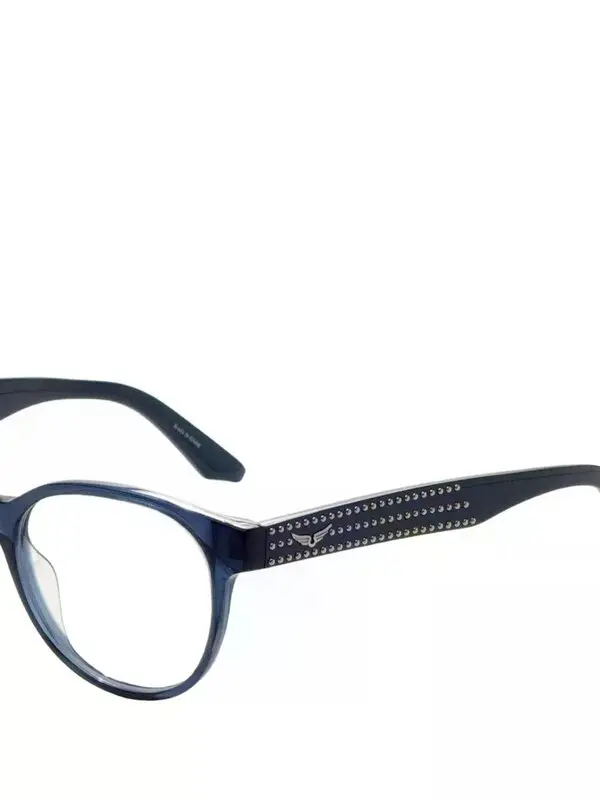 Zadig&Voltaire Crystal-embellished Round Frame Eyeglasses - Blue