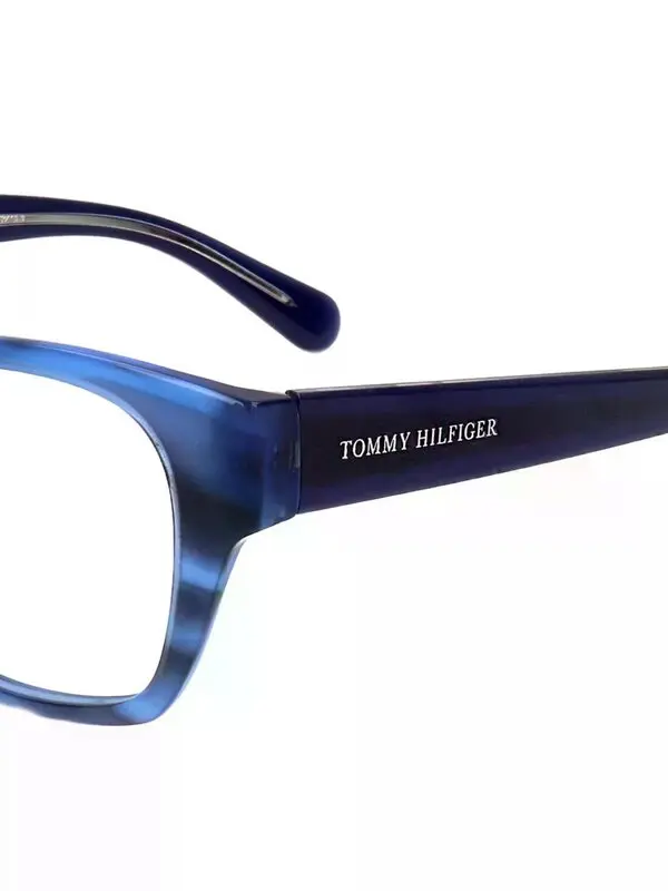 Tommy Hilfiger Horn-effect Square Frame Eyeglasses - Blue
