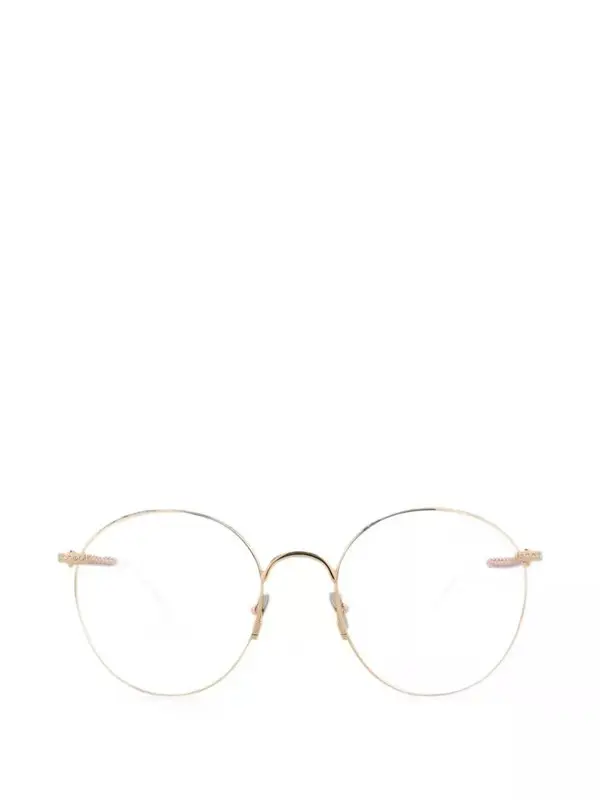 Pomellato Beaded Arm Round Frame Glasses - Gold