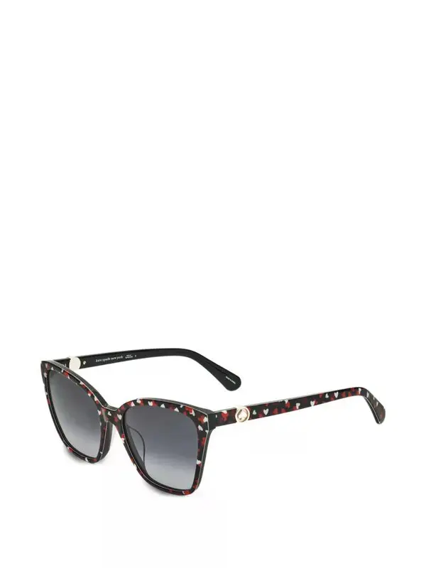 Kate Spade New York Heart Print Square Frame Sunglasses - Black
