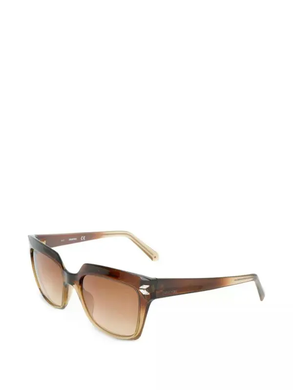 SWAROVSKI Crystal Embellished Geometric Frame Sunglasses - Brown