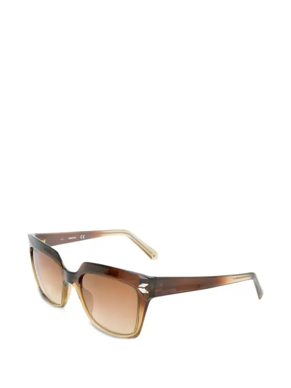 SWAROVSKI Crystal Embellished Geometric Frame Sunglasses - Brown