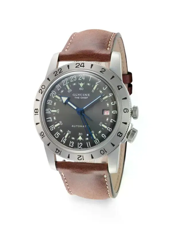 GLYCINE Airman Vintage The Chief Gmt 40mm Watch - Grey