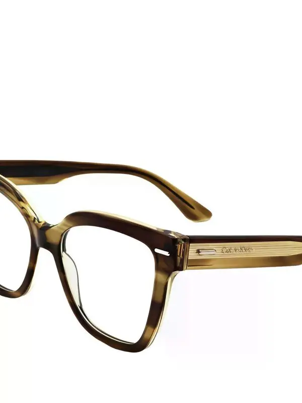 Calvin Klein Striped Cat-eye Eyeglasses With Protective Case - Brown