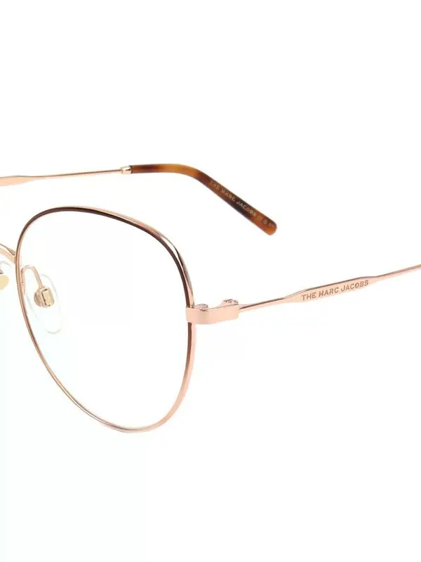 Marc Jacobs Aviator Eyeglasses With Logo Engraving - Gold