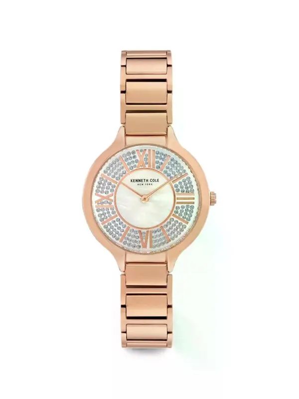KENNETH COLE Crystal-embellished Mother-of-pearl 33mm Watch - White