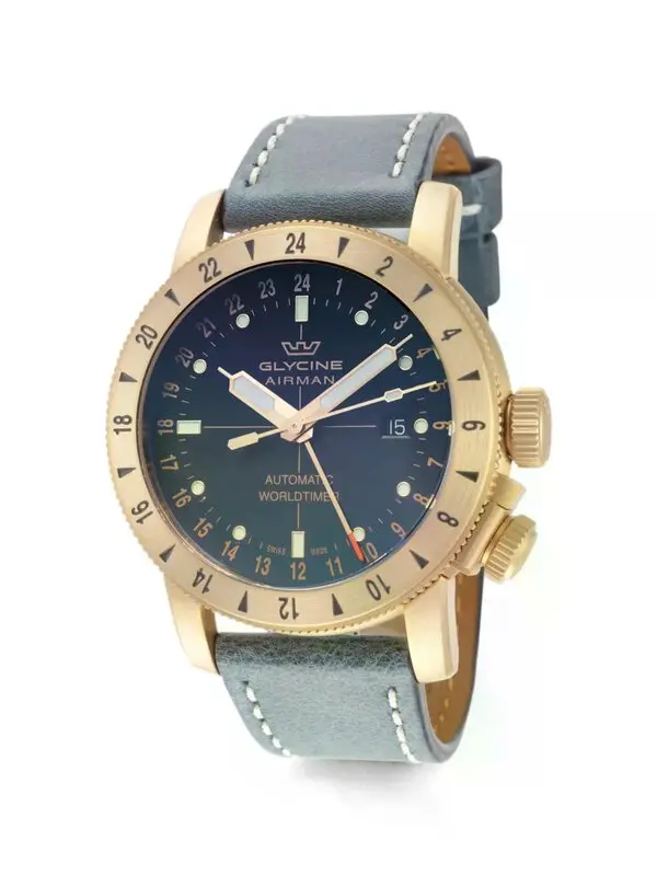 GLYCINE Airman Bronze Gmt 44mm Watch - Blue