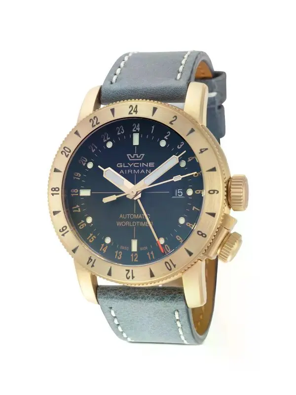 GLYCINE Airman Bronze Gmt 44mm Automatic Watch - Blue
