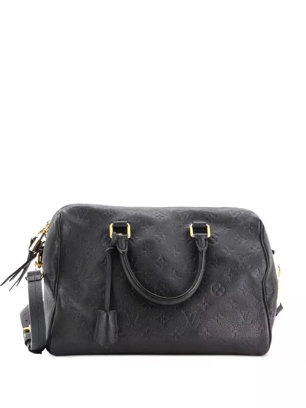 LOUIS VUITTON Speedy Bandouliere Bag Monogram Empreinte Leather 30 Satchel - Black