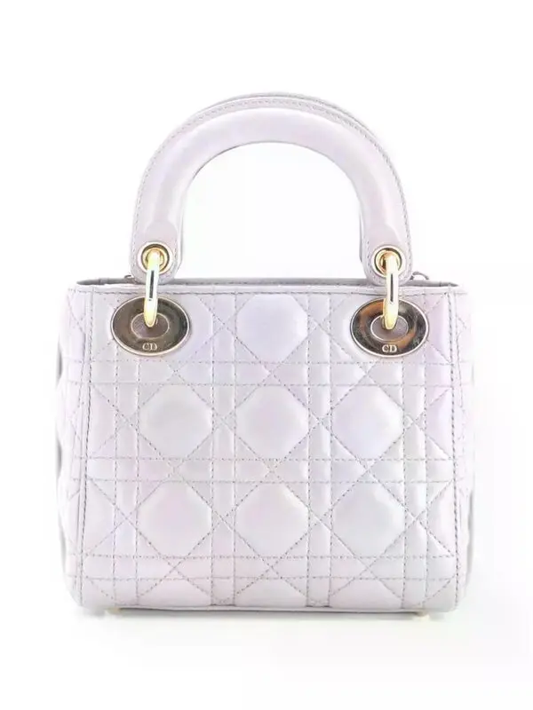 Dior Lady Chain Bag Cannage Quilt Lambskin Mini Satchel - Grey