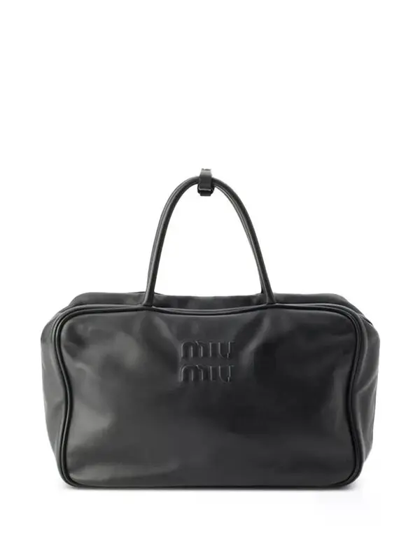 Miu Miu Large Soft Calf Leather Top Handle Bag Satchel - Black