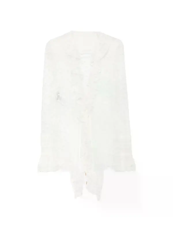Alberta Ferretti Ruffled Lace-trimmed Blouse - White