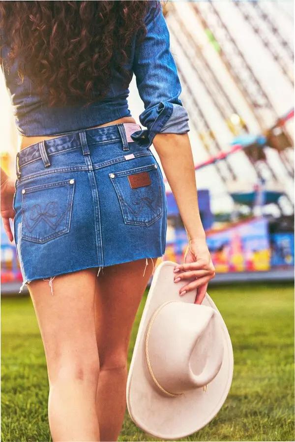 LoveShackFancy X Wrangler® Denim Mini Skirt - Medium Wash
