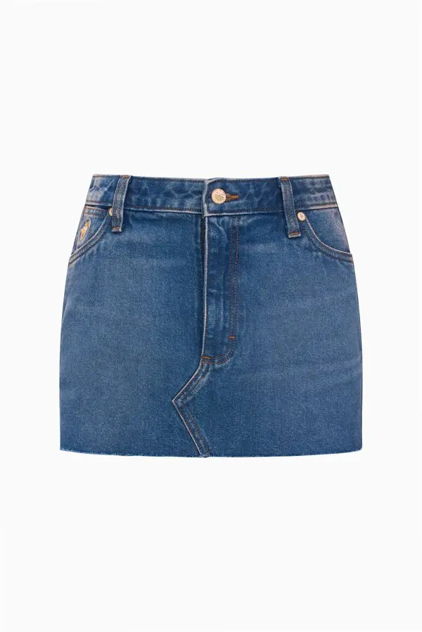 LoveShackFancy X Wrangler® Denim Mini Skirt - Medium Wash