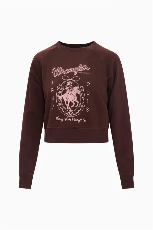LoveShackFancy Wrangler X Crewneck Sweatshirt - Brown