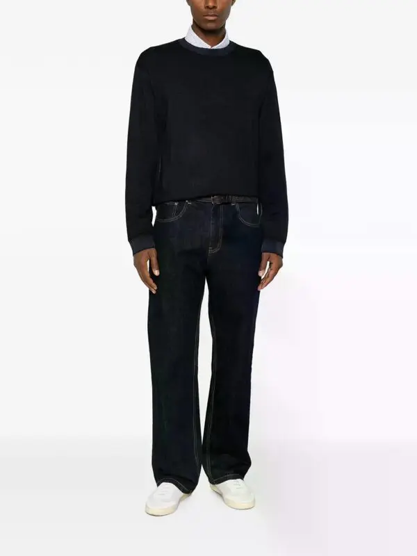 Emporio Armani Crew Neck Virgin Wool Sweater - Blue