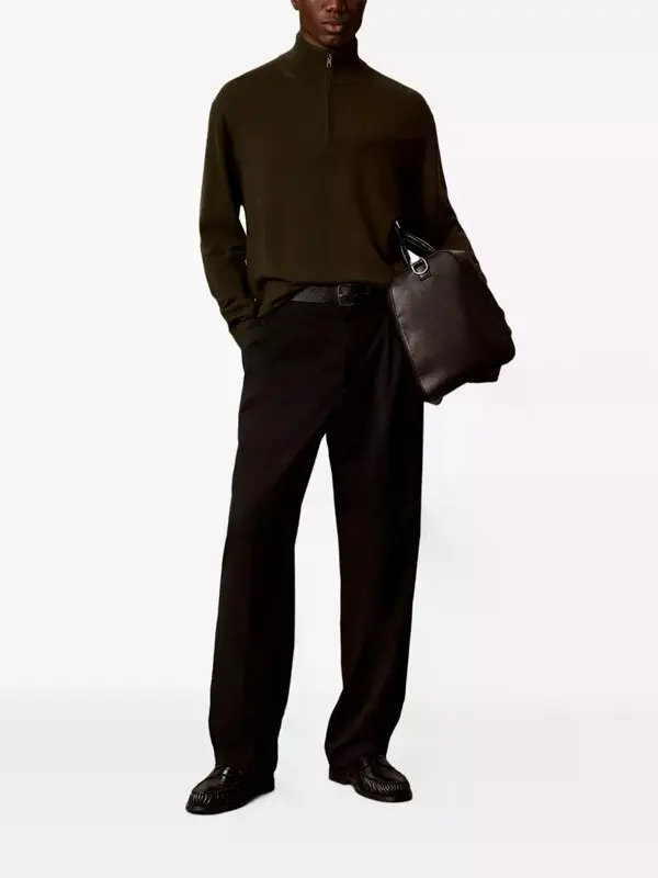 Calvin Klein Quarter-zip Logo-embroidered Sweater - Green