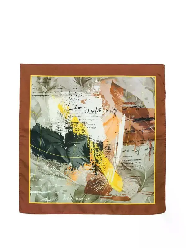 D'ANIELLO Abstract-print Scarf - Brown