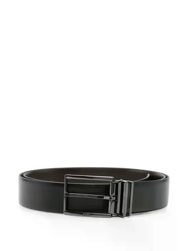 BOSS Leather Belt With Engraved Logo Buckle