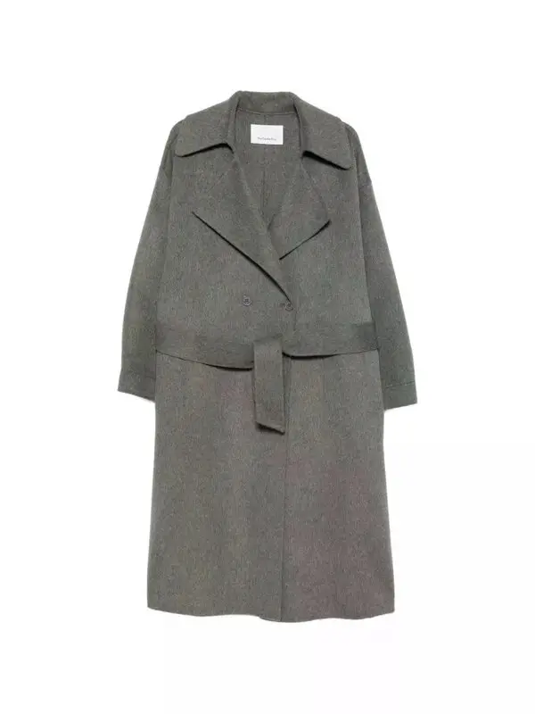 THE FRANKIE SHOP Double-breasted Belted Coat - Grey