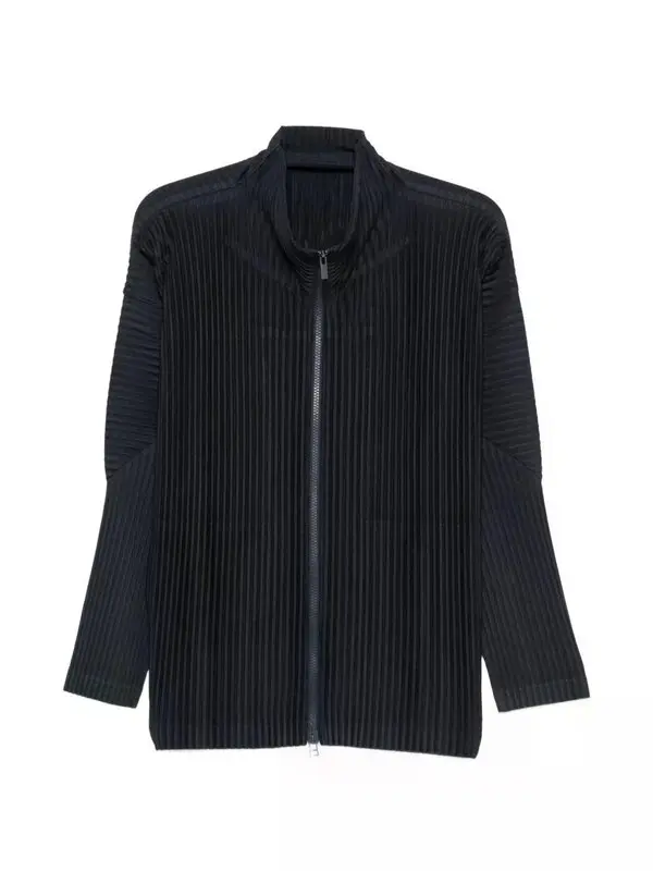Issey Miyake Pleated Zip-up Cardigan - Blue