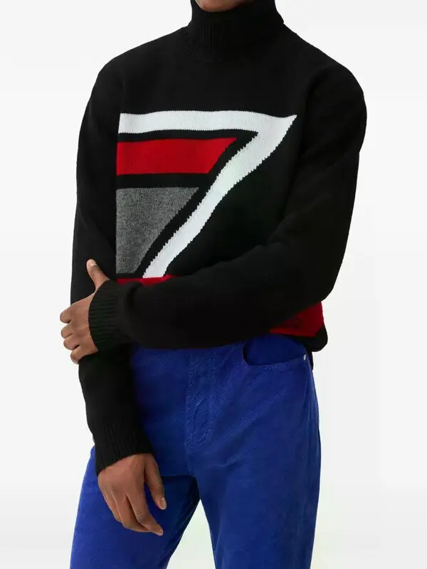 Versace Wool Intarsia Knit Turtleneck Jumper
