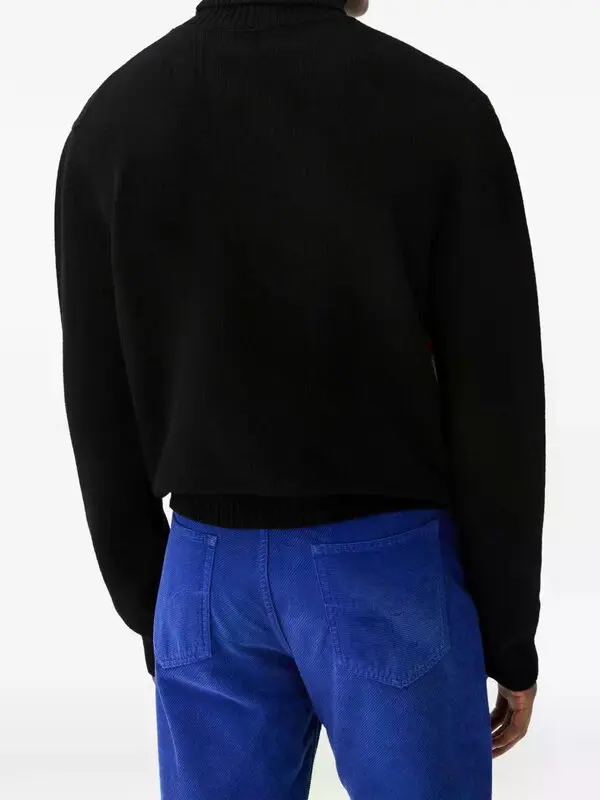 Versace Wool Intarsia Knit Turtleneck Jumper