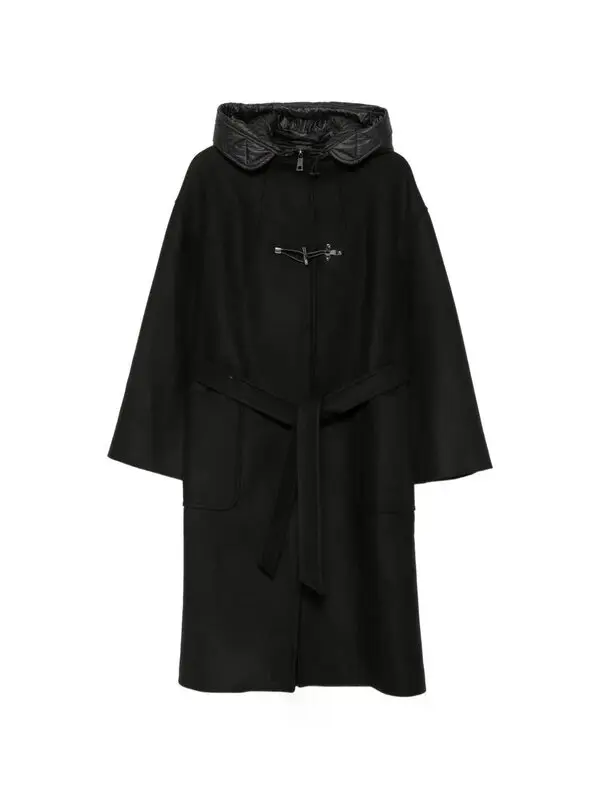 FAY Belted Toggle-fastening Coat - Black