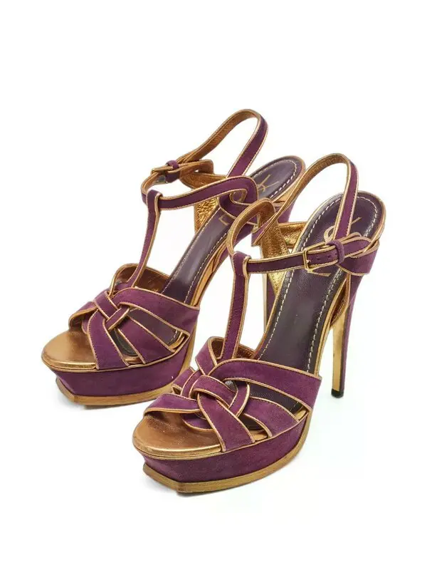 Saint Laurent Tribute Platform Sandals - Purple