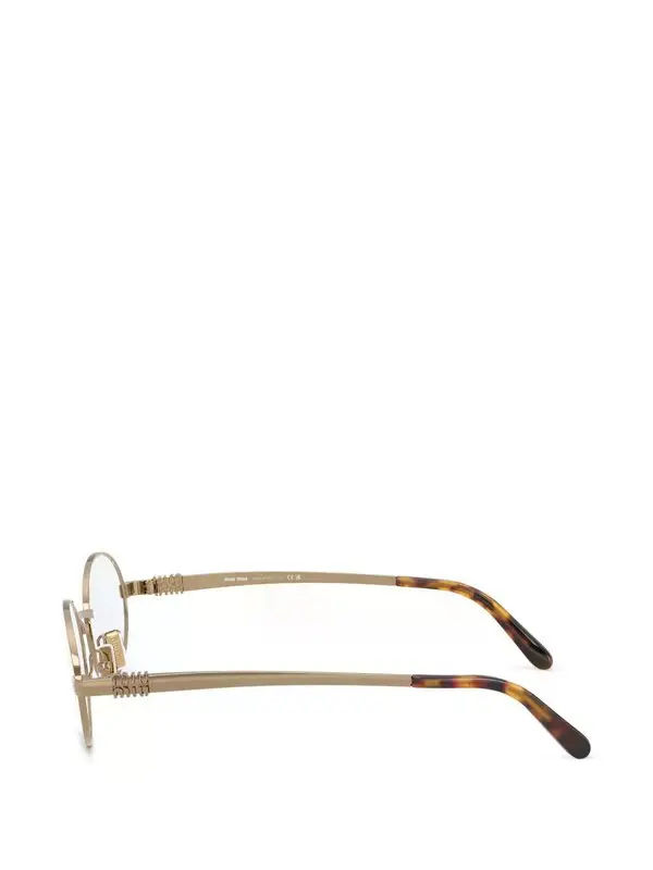Miu Miu Oval-frame Logo-plaque Glasses
