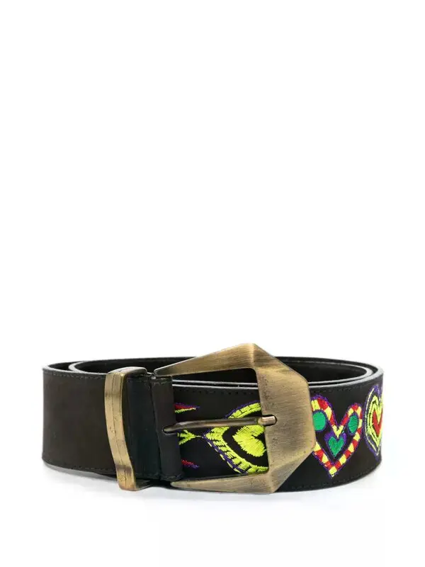 Versace 2000s Embroidered-detail Belt - Black
