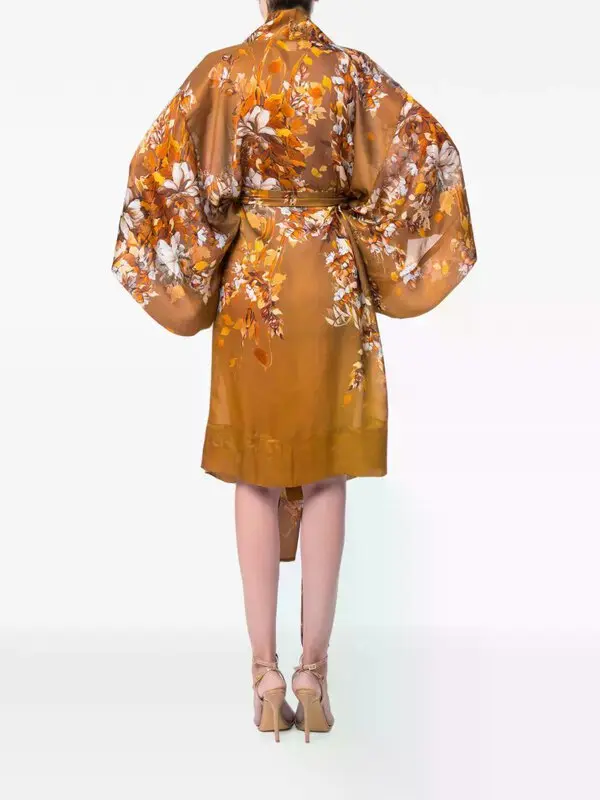 M.MARQUISE Floral Print Silk Midi Dress