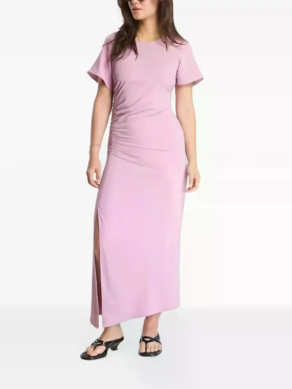 SAMSOE SAMSOE Ruched Side-slit Maxi Dress - Purple